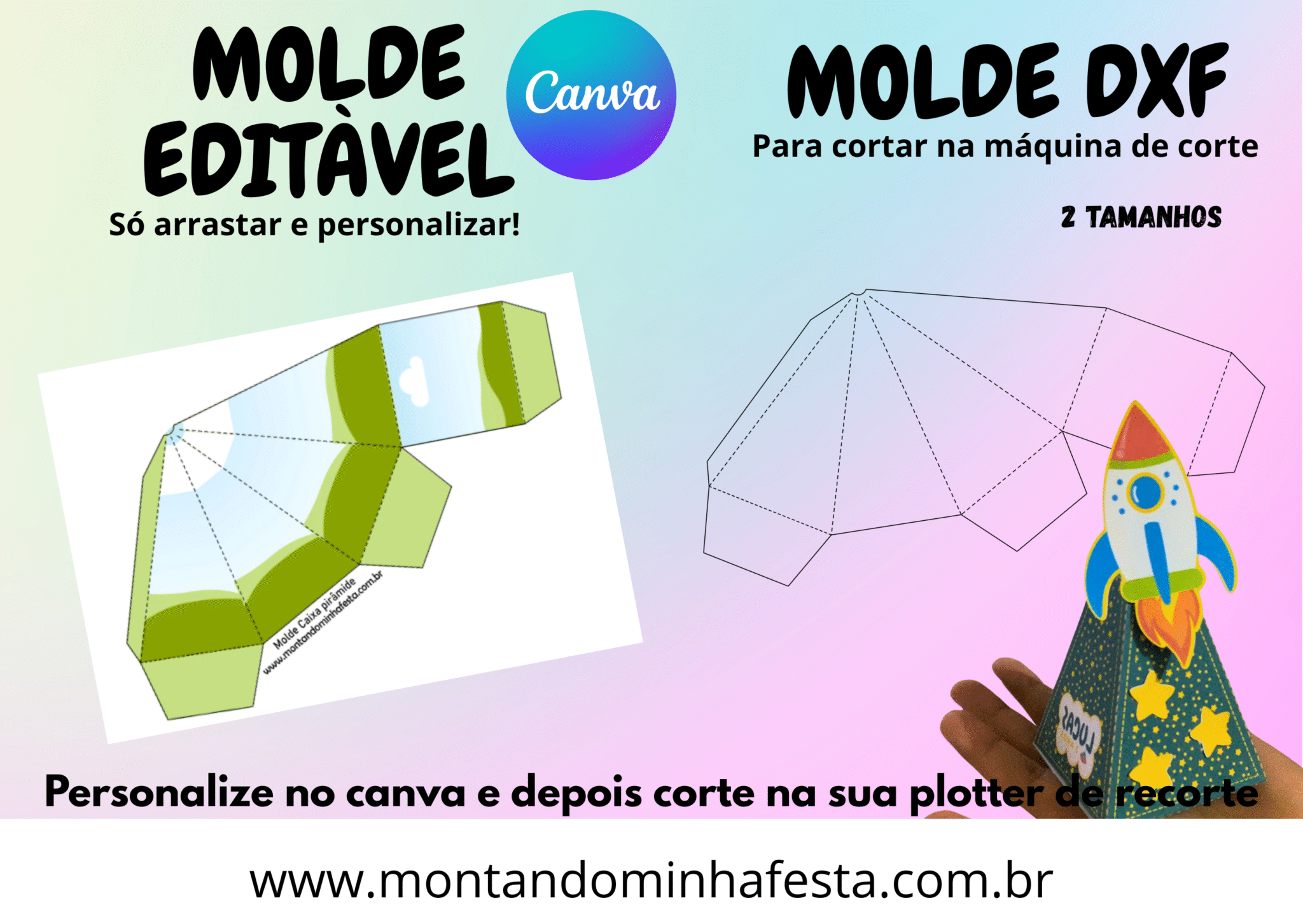 Combo 5 moldes de Caixas Editáveis no Canva + DXF