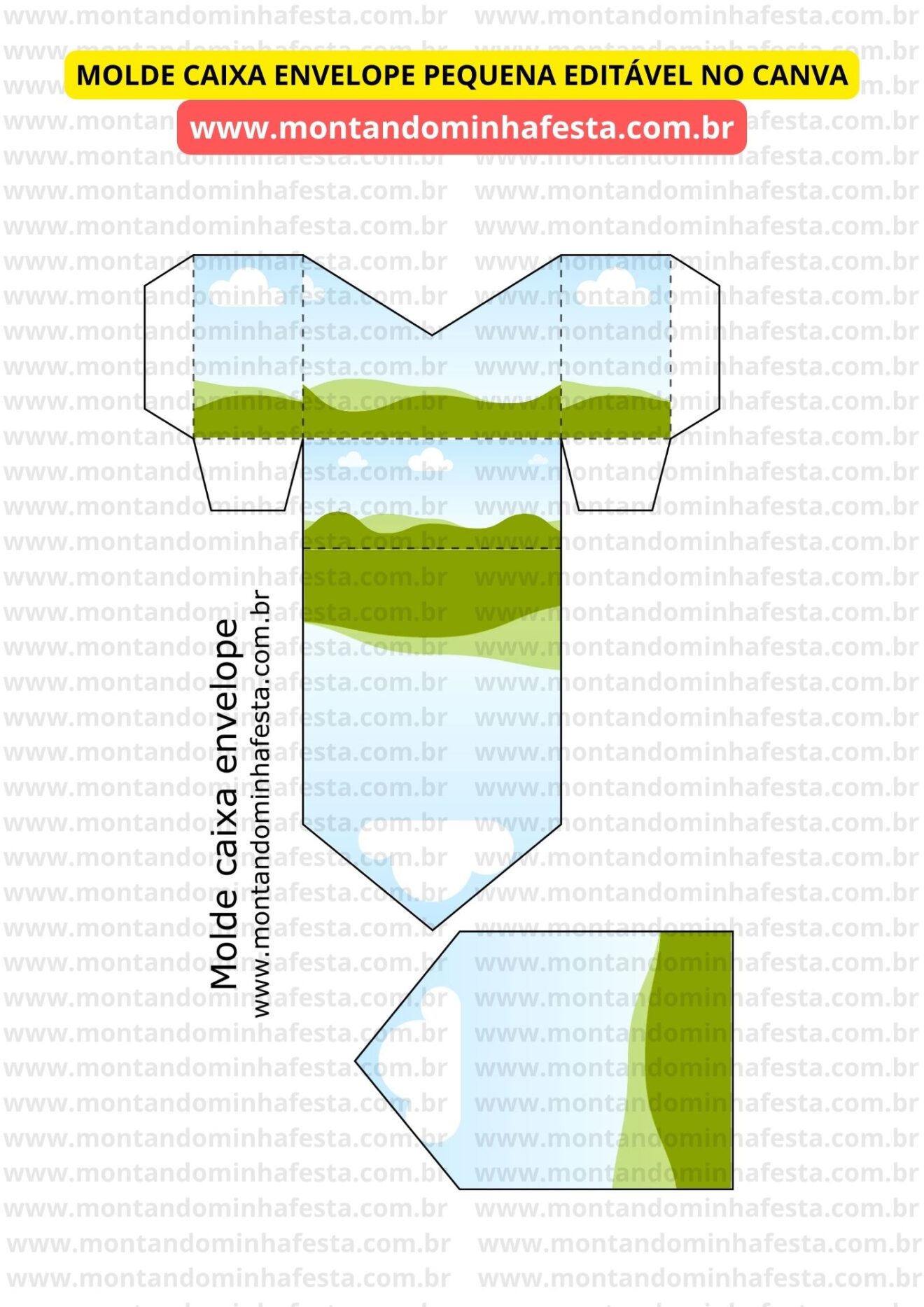 Molde Caixa Envelope Pequena em PNG para Lembrancinhas