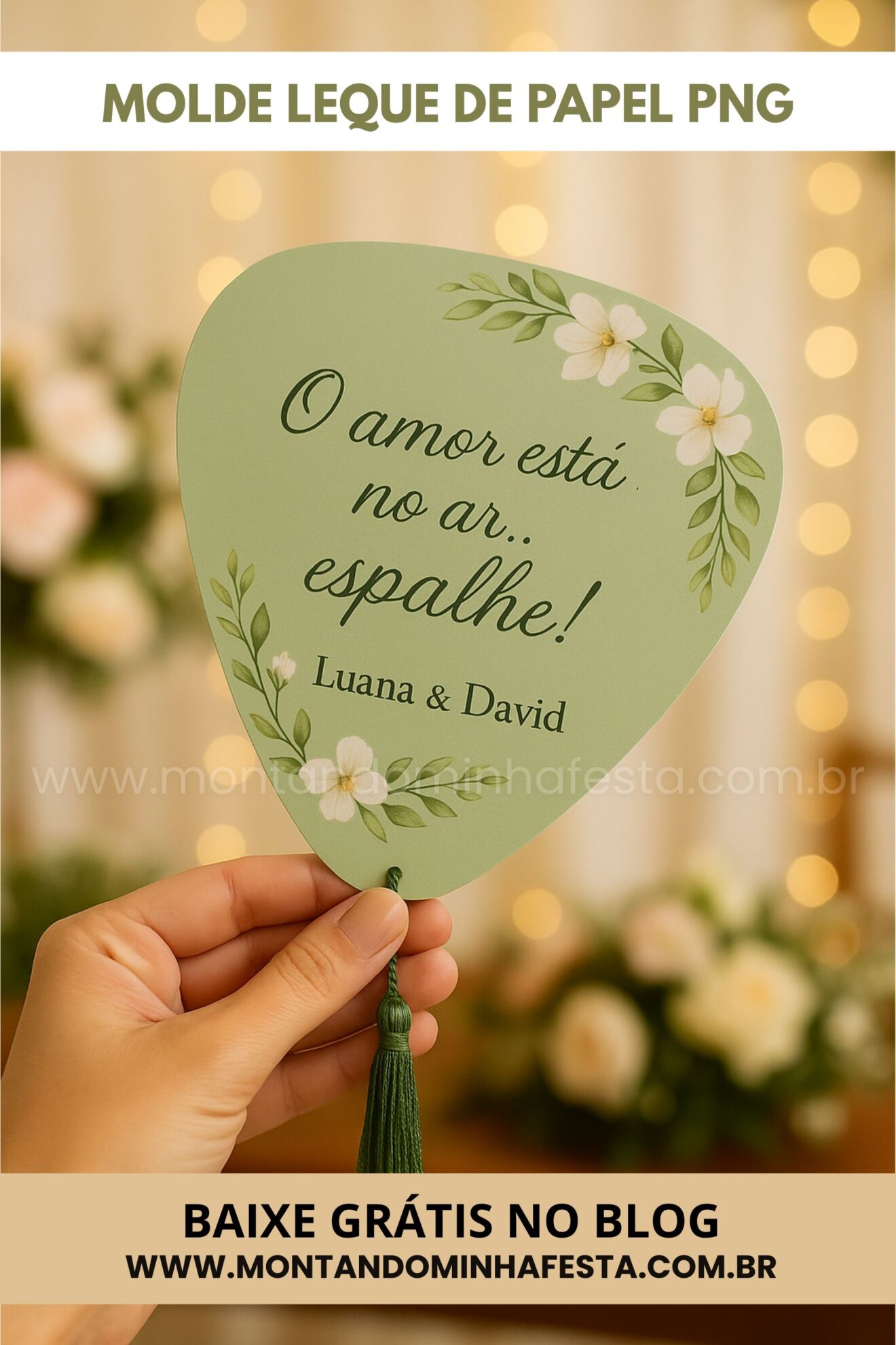 Molde de Leque de Papel para Casamento PNG